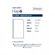 Artesan Hapi6 Chrome Single Bath Screen - 800 MM