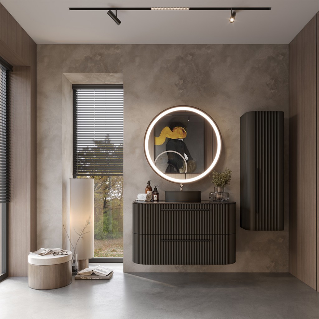 Creavit Rayas Wall Hung Vanity Unit & Basin - 1000MM - Anthracite