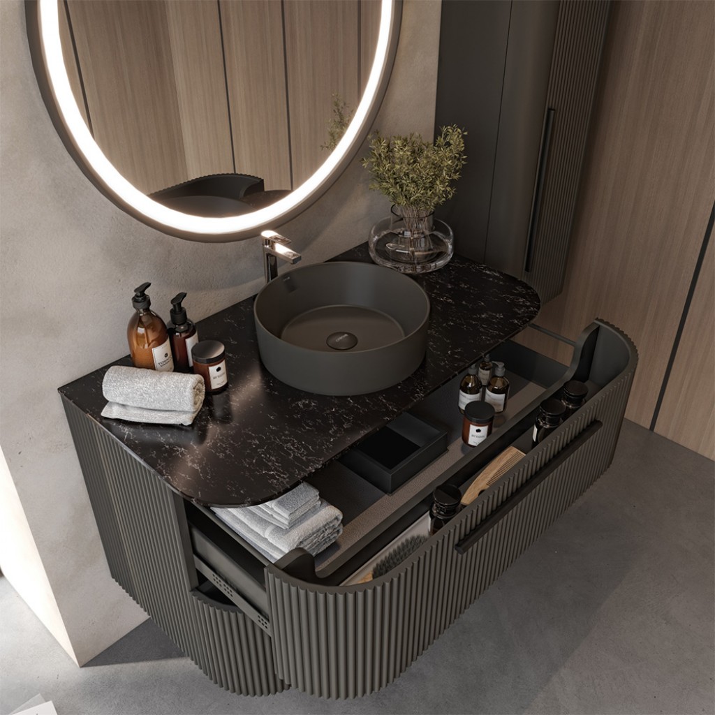 Creavit Rayas Wall Hung Vanity Unit & Basin - 1000MM - Anthracite