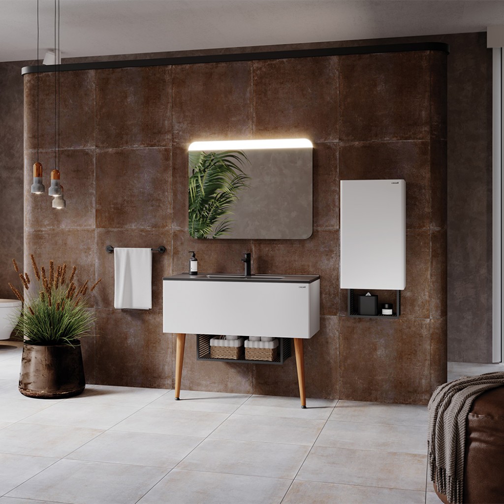 Creavit Zeon Double Drawer Wall Hung Vanity Unit & Basin - 1000MM - White