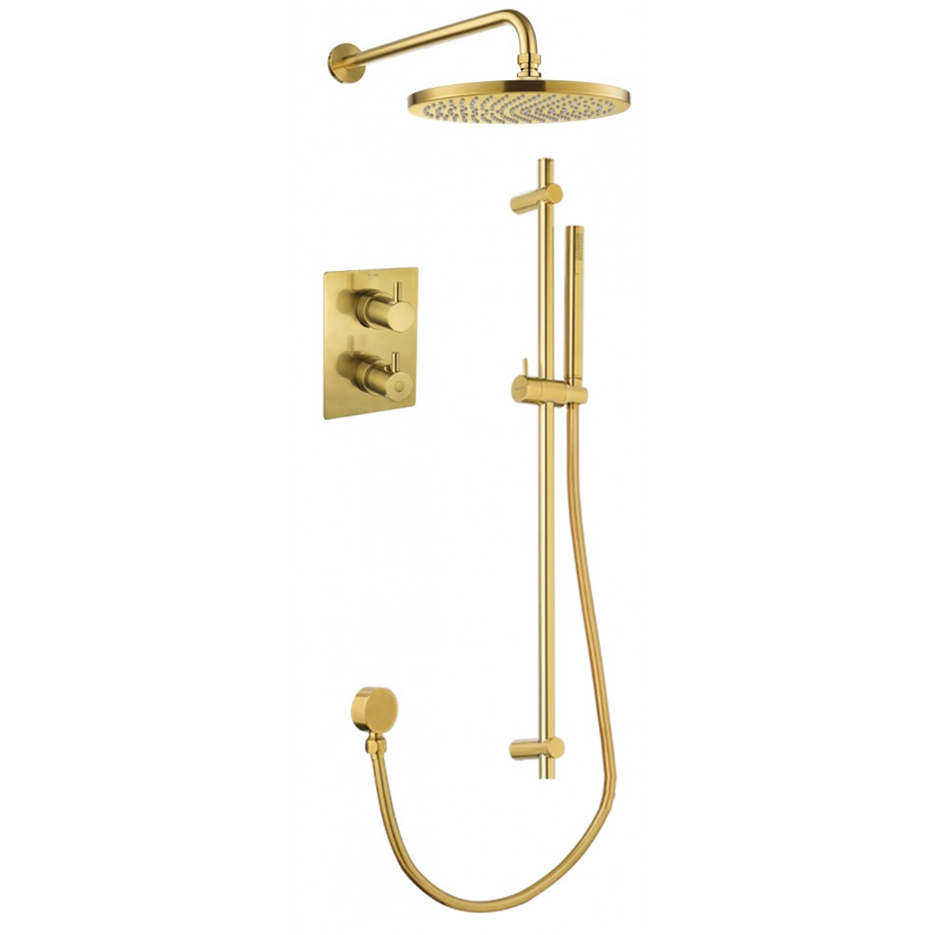 Flova Levo Gold Square 2 Outlet Concealed Thermostatic Shower Set ...