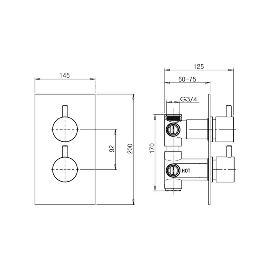 Flova Levo Chrome Square Concealed Thermostatic 1 Outlet Shower Valve ...