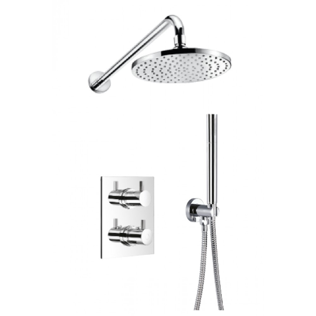 Flova Levo Chrome Square Concealed Thermostatic 2 Outlet Shower Set