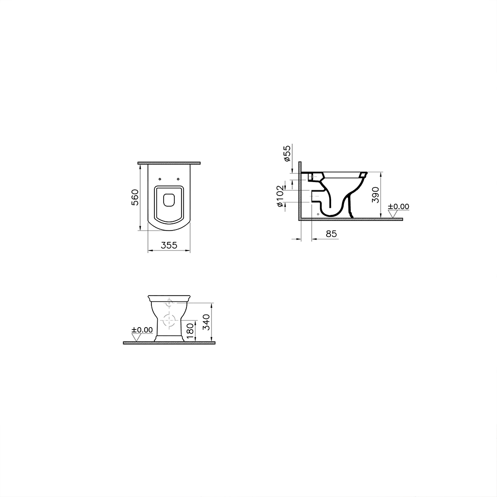 VitrA Valarte Back to Wall Toilet - 560MM Projection