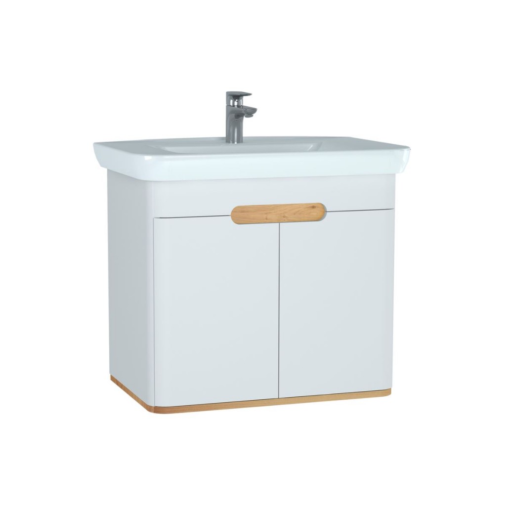 Vitra Sento Vanity Unit & Basin With Doors - 800MM Matt White