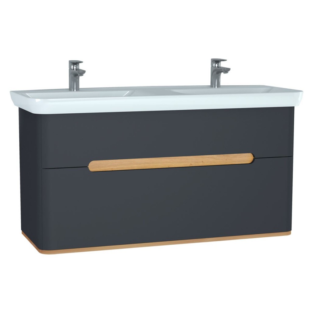 Vitra Sento Vanity Unit & Double Basin - 1300MM