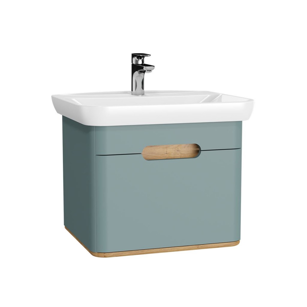 Vitra Sento Vanity Unit & Basin 1 Drawer - 650MM Matt Fijord Green