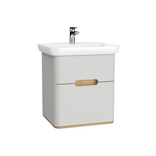 Vitra Sento Vanity Unit & Basin 2 Drawers - 650MM Matt Light Grey