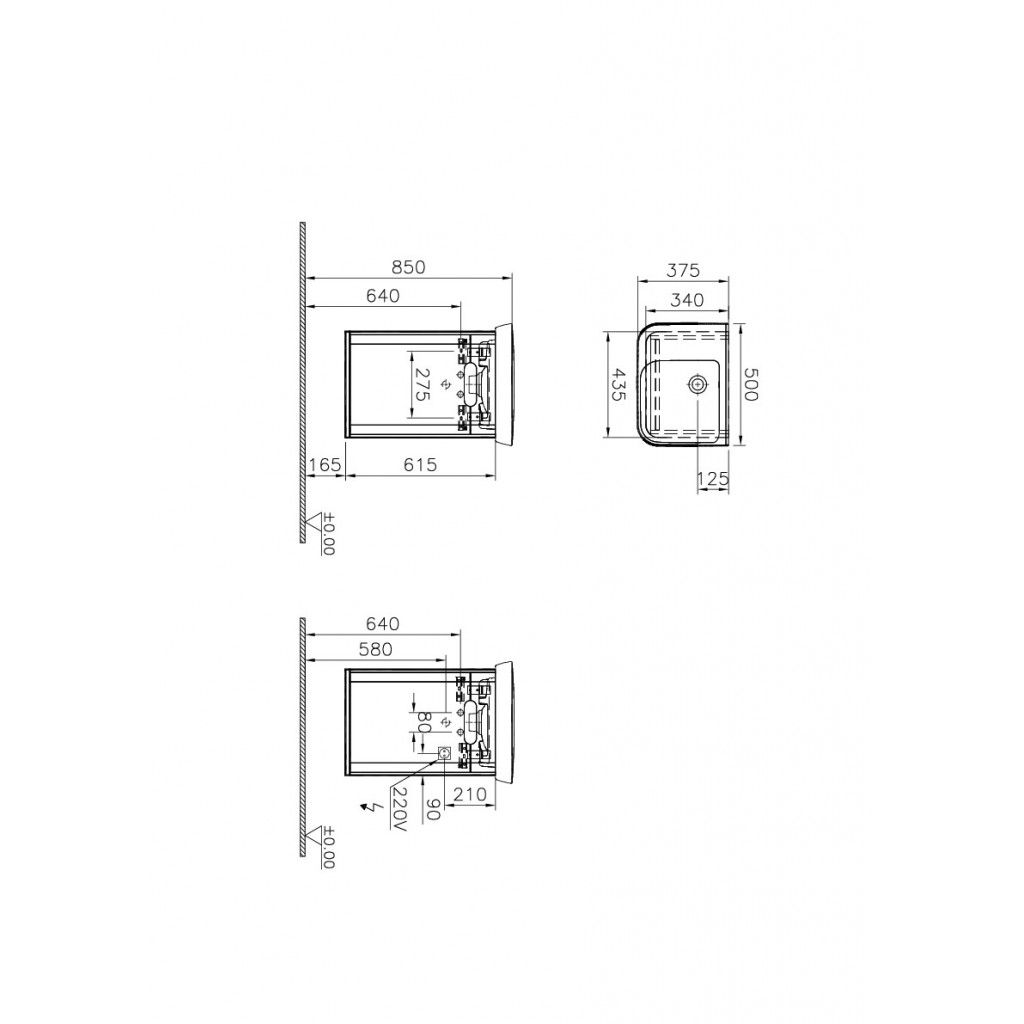 Vitra Sento Vanity Unit & Basin With Doors - 500MM Matt Light Grey