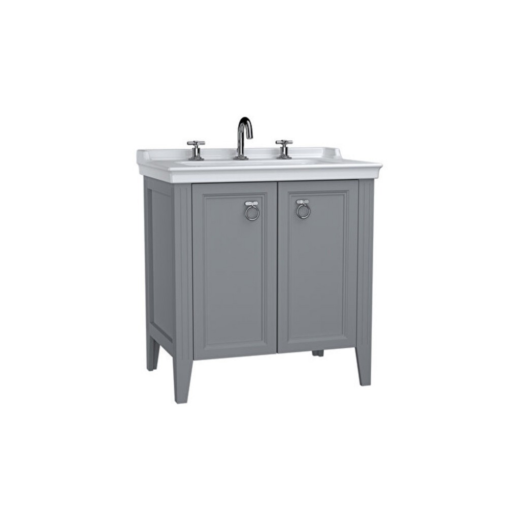 VitrA Valarte Double Door Matt Grey Vanity Unit & Triple Tap Basin - 800MM